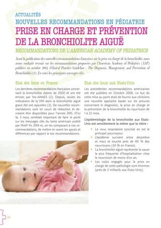 Actualites Prise En Charge Et Prevention De La Bronchiolite Aigue Pdf