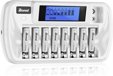Amazon BONAI Rechargeable AAA Batteries With Charger 8 1 Bay