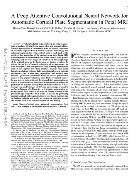 pdf a deep attentive convolutional neural network for automatic cortical plate segmentation in