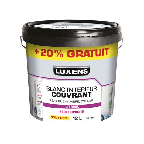 Peinture Mur Plafond Boiserie Blanc Velours LUXENS Couvrant 10L 20