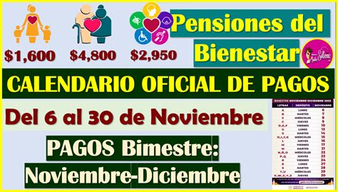 ATENCIÓN CALENDARIO OFICIAL DE PAGOS De Las Pensiones Del Bienestar