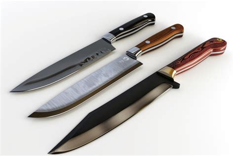 Premium Photo Set Of Knives Isolated On A White Background 3d