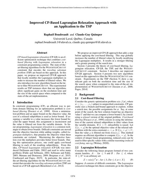 pdf improved cp based lagrangian relaxation approach with an application to the tsp