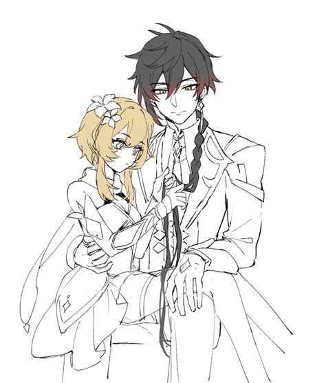 Lumine And Zhongli Genshin Impact Drawn By Gorin Danbooru