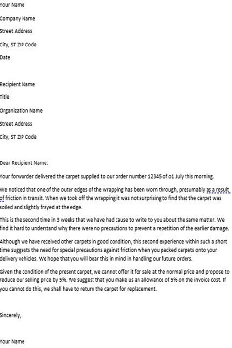 Complaint Letter To Supplier For Poor Packing