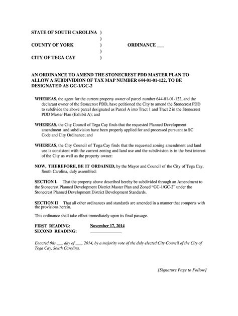 Fillable Online An Ordinance To Amend The Stonecrest Pdd Master Plan To