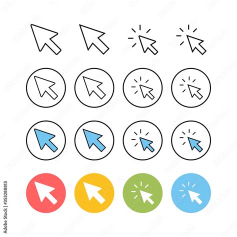 Set Of Click Icons Cursor Icon Computer Mouse Click Cursor Black