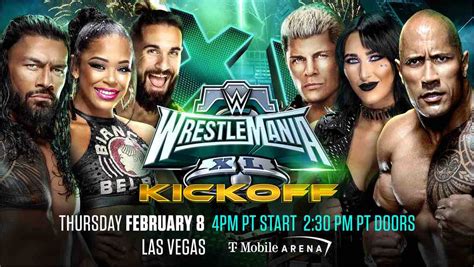 Face à face Rock vs Roman Reigns à WrestleMania Kickoff à Las Vegas le