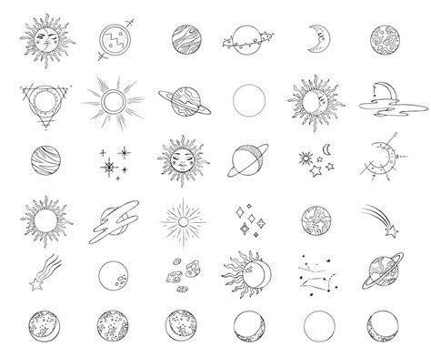 Símbolos esotéricos con la luna y el sol signos celestiales ilustración