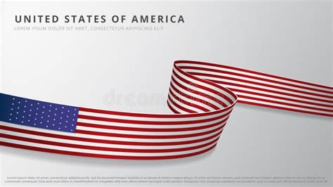 Bandeira Dos Estados Unidos Da América Fita De Onda Realista Cores