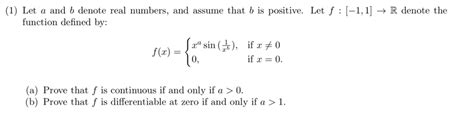 solved 1 let a and b denote real numbers and assume that