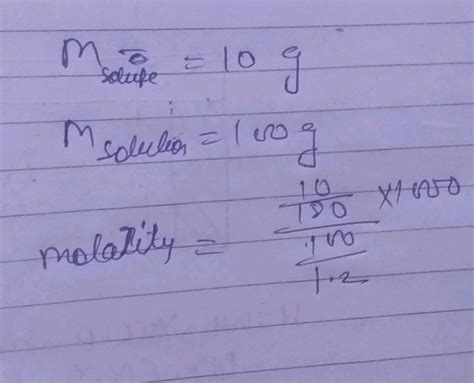 Derive Relation Between Molarity And Molality Calculate Molality Of 1M