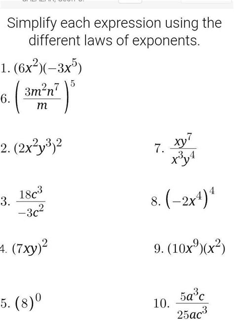simplify each expression using the laws of exponent brainly ph