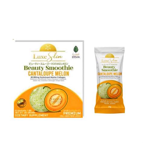 Luxe Slim Beauty Smoothie Cantaloupe Melon 80000mg Hydrolyzed Marine Collagen 21g X 10