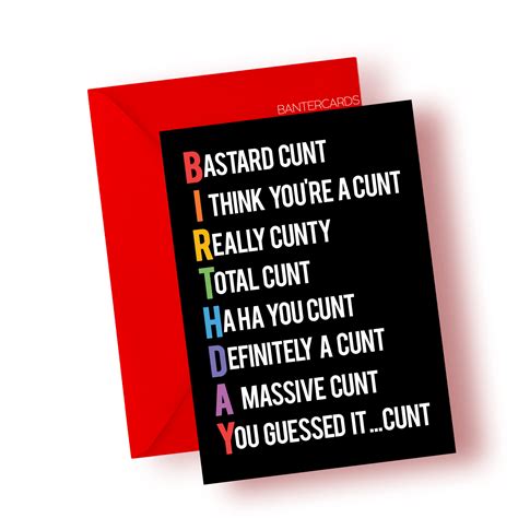 Rude Cards Funny Cards Banter Cards Sweary Cards Funny Birthday Cards Funny Banter Cards