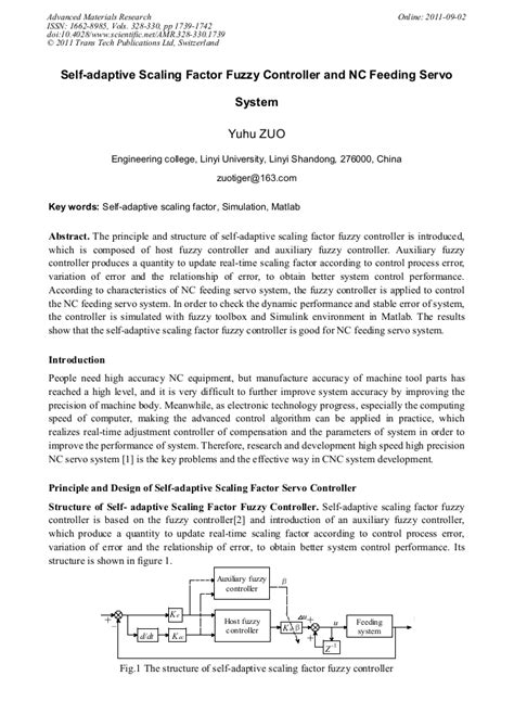 self adaptive scaling factor fuzzy controller and nc feeding servo system scientific