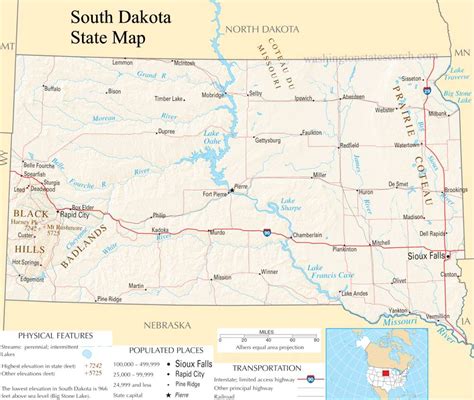 South Dakota State Map A Large Detailed Map Of South Dakota State USA