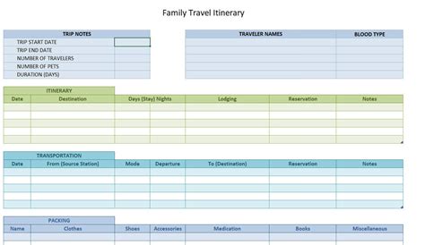 Travel Spreadsheet Excel Templates