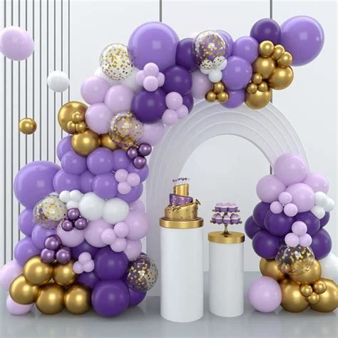 Kit Arche De Ballons Violet 136Pcs Guirlande De Ballon Violet Or Avec