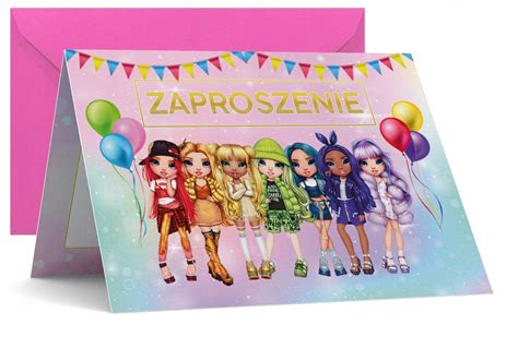 ZAPROSZENIE URODZINOWE RAINBOW HIGH ZAPROSZENIA KOPERTA Dodo