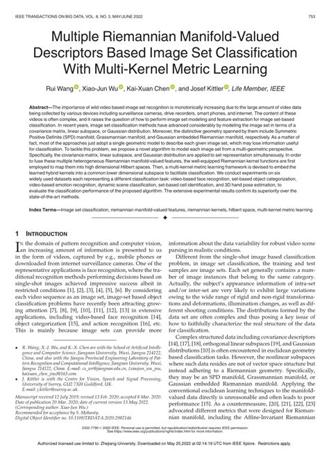 pdf multiple riemannian manifold valued descriptors based image set classification with multi