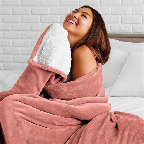 Bare Home Plush Sherpa Bed Blanket Fluffy Soft Reversible