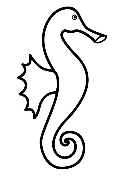 Dibujo fácil para colorear un caballito de mar Dibujo sencillo para