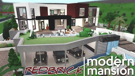 Modern Redbrick Mansion Bloxburg Speed Build 455k Mansions