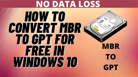 How To Convert Mbr To Gpt For Free In Windows Youtube