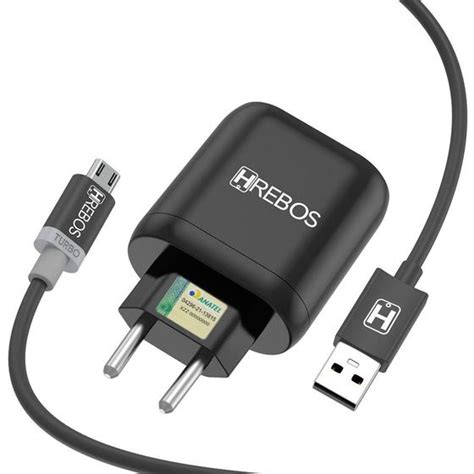 Carregador Celular Dual Usb Turbo Hrebos Cabo Micro Usb V Preto
