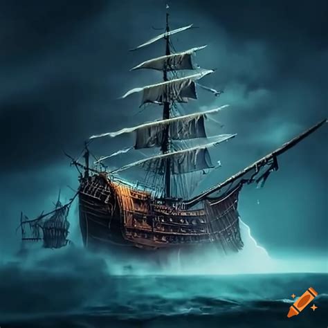 Pirate Ship In A Storm On Craiyon