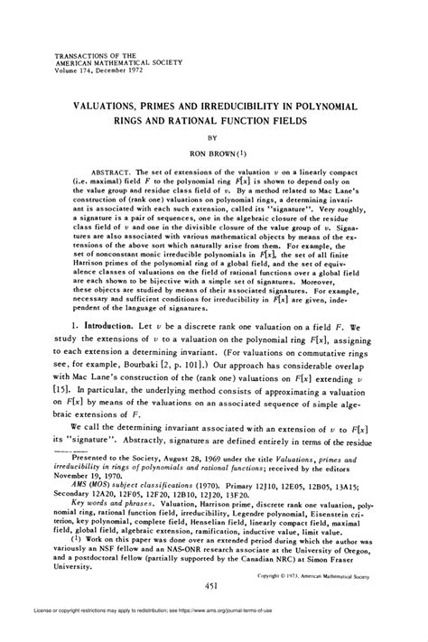 pdf valuations primes and irreducibility in polynomial rings and rational function fields