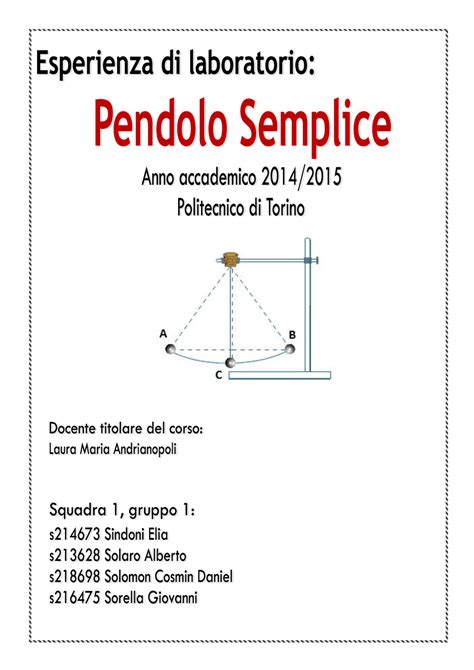 Relazione Fisica I Pendolo Semplice Dispense Di Fisica Docsity