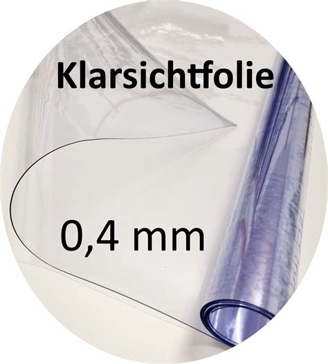 Klarsichtfolie PVC Glasklar Fensterfolie Glasfolie 0 4 Mm Meter Ware