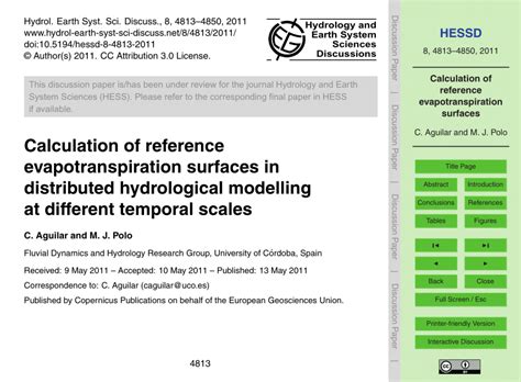 pdf calculation of reference evapotranspiration surfaces in distributed hydrological modelling