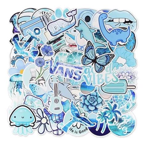 Azules Vsco Kawai 50 Calcomanias Stickers De Pvc Vs Agua MercadoLibre