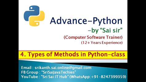 Python Types Of Methods In Class 4 Instance Method Class Method