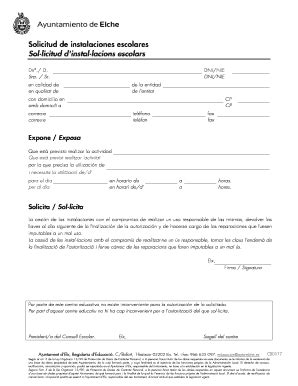Fillable Online Elche Solicitud De Instalaciones Escolares Sol Licitud