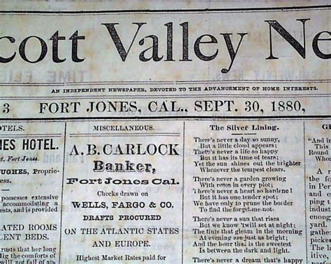 Old West Newspaper From Fort Jones Ca California