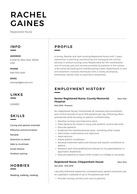 Registered Nurse Rn Resume Examples Nursing Resume