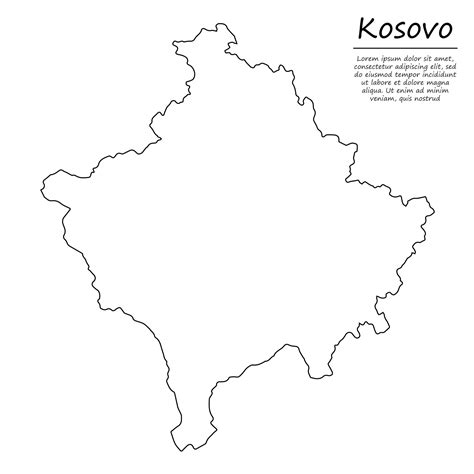 Semplice Schema Carta Geografica Di Kosovo Silhouette Nel Schizzo