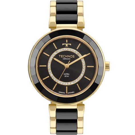 Relógio Feminino Technos Elegance Ceramic Preto 2036Mkp 4P Submarino