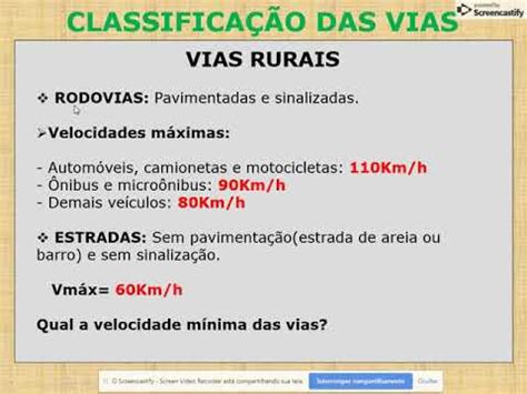 Classificação das Vias Vídeo Aula YouTube