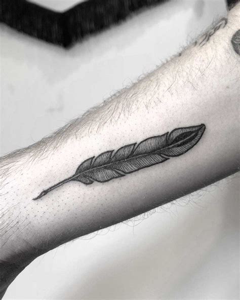 Small Feather Tattoo On The Forearm Tattoogrid Net