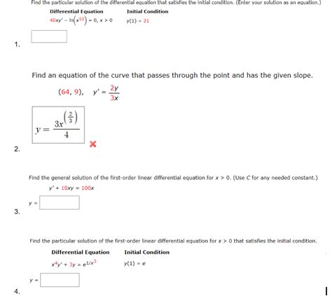 solved find the particular solution of the differential
