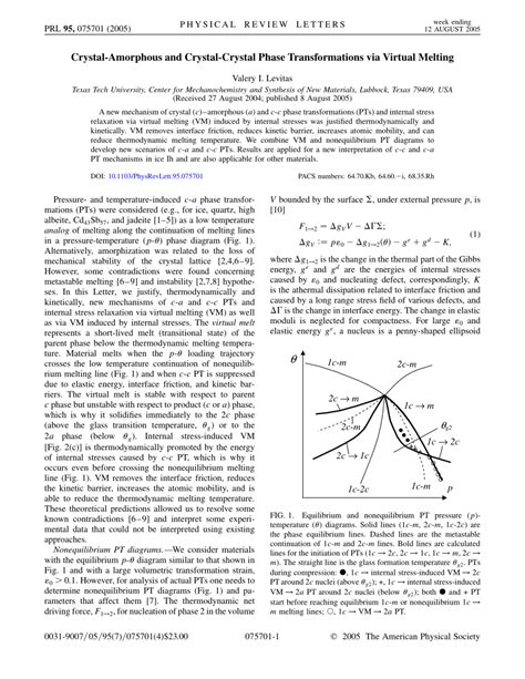 pdf crystal amorphous and crystal crystal phase transformations via virtual melting