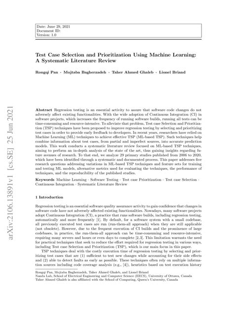 test case selection and prioritization using machine learning a systematic literature review