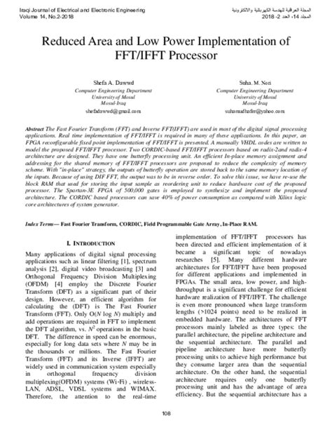 pdf reduced area and low power implementation of fft ifft processor suha nori