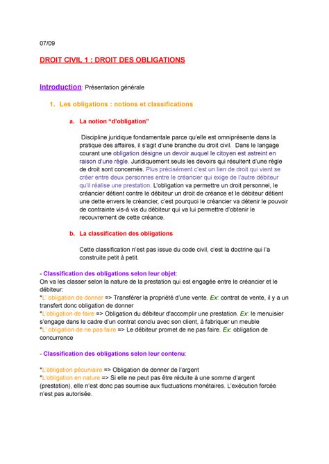 Droit Des Obligations Cours Complet L2 07 DROIT CIVIL 1 DROIT