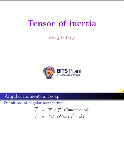 lecture m3b tensor of inertia pdf eigenvalues and eigenvectors angular momentum